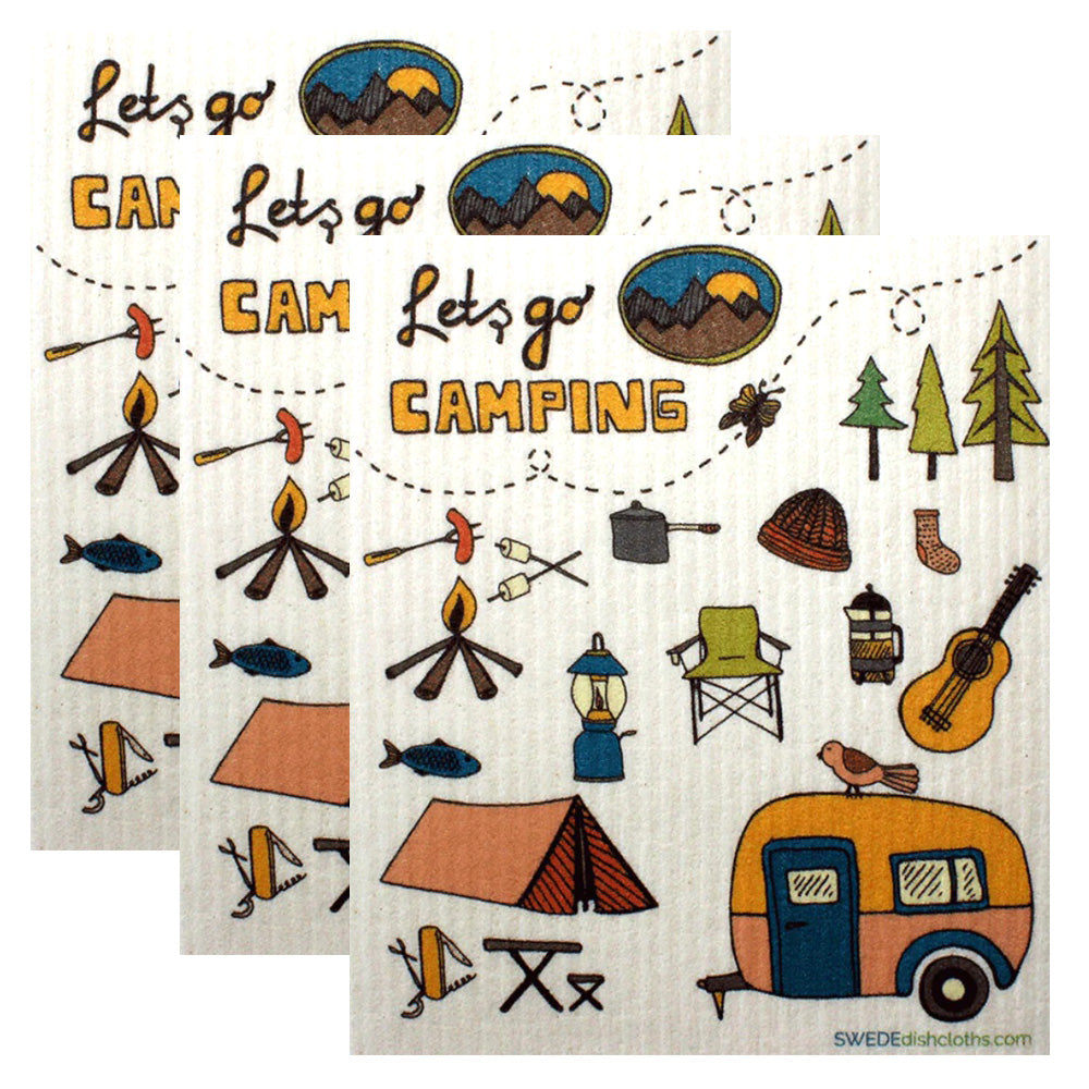 Swedish Dishcloth Set of 3 - Lets Go Camping – CoCo B. Kitchen & Home