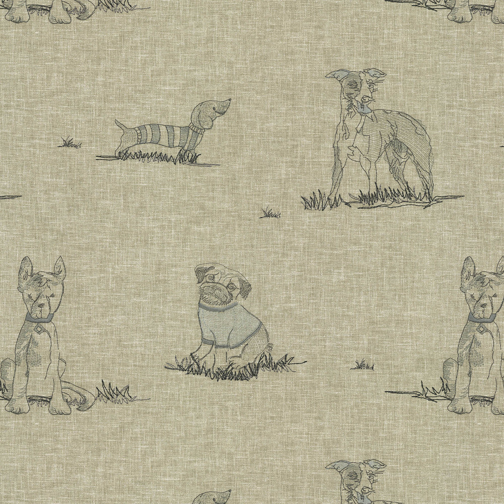 CLOSEOUT P/K Lifestyles Dog Days Embroidery - Linen 471220 Upholstery ...