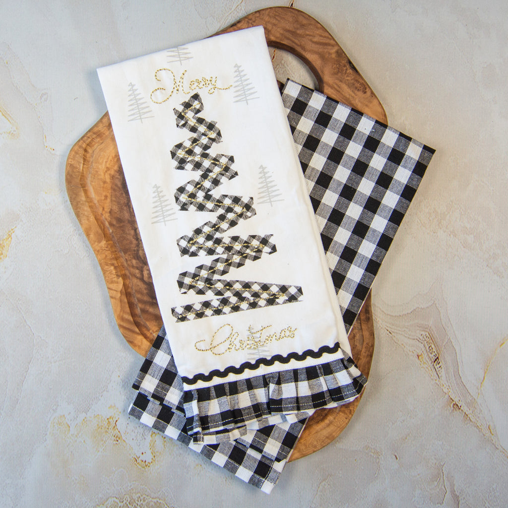 Tea Towel Set of 2 - Black and White Check Tree – CoCo B. Kitchen & Home