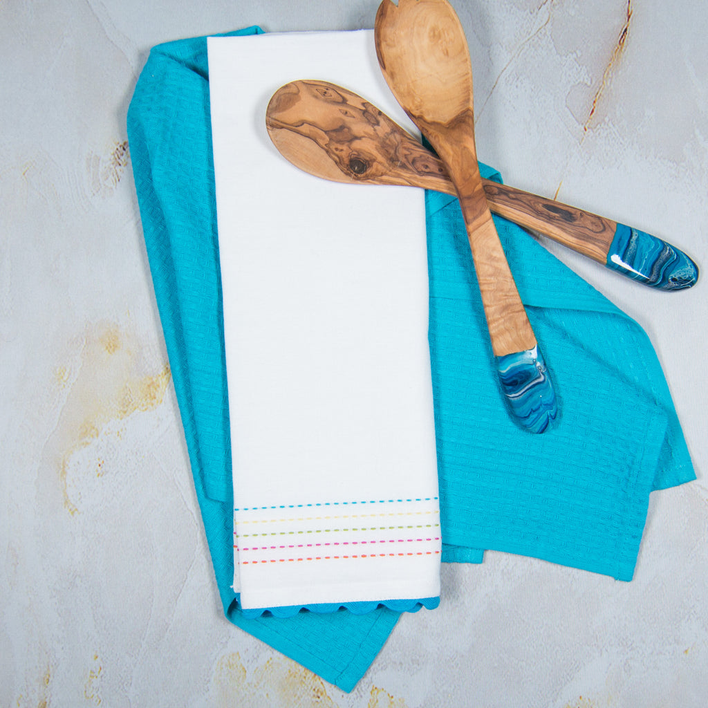 Tea Towel - Dunroven House Bright Embroidery Border with Rick Rack ...