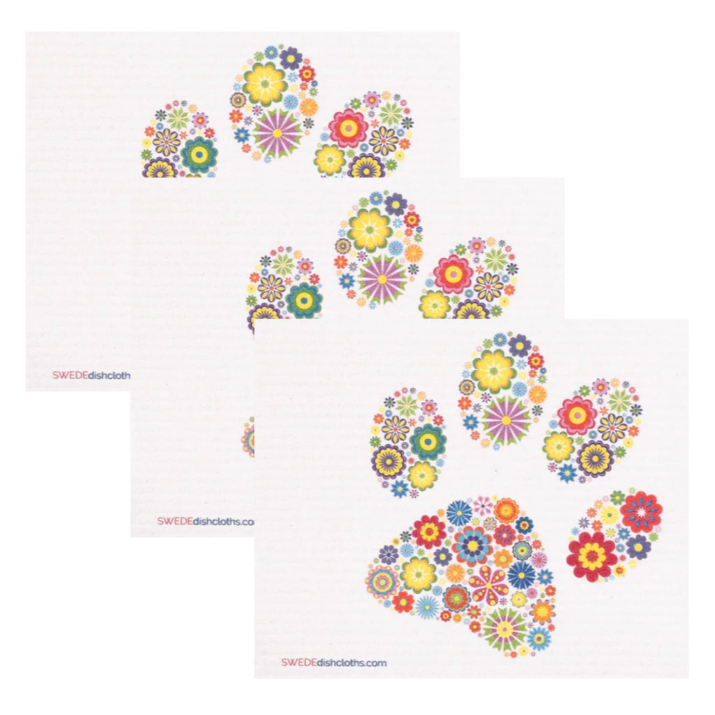 Swedish Dishcloth Set of 3 - Floral Dog Paw – CoCo B. Kitchen & Home