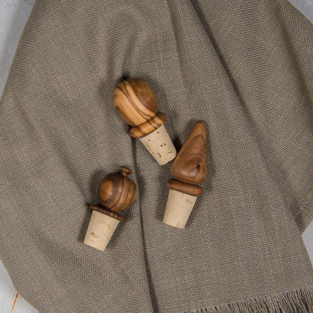 Olive Wood Geometric Wine Toppers Set of 3 – CoCo B. Kitchen & Home