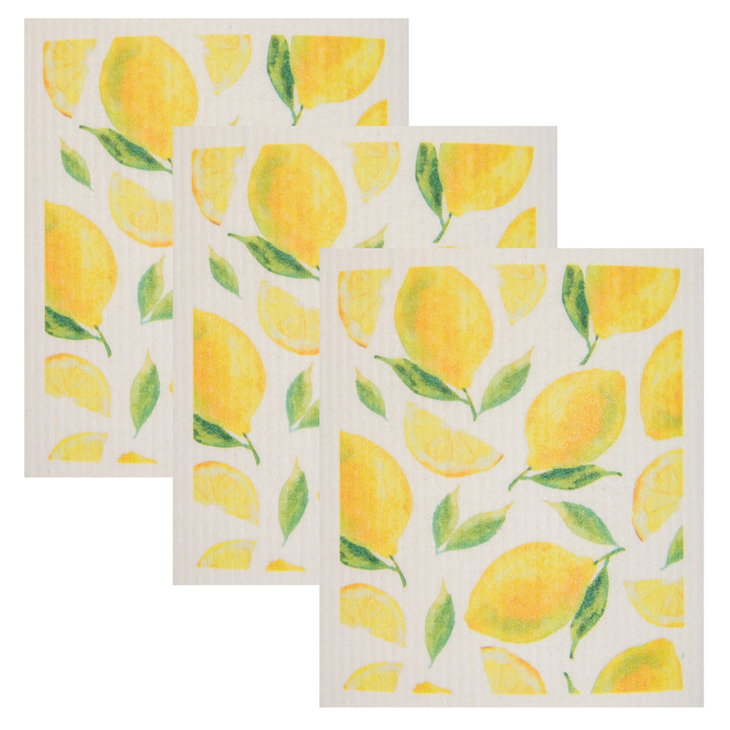 Swedish Dish Cloth Set of 3 - Lemons – CoCo B. Kitchen & Home