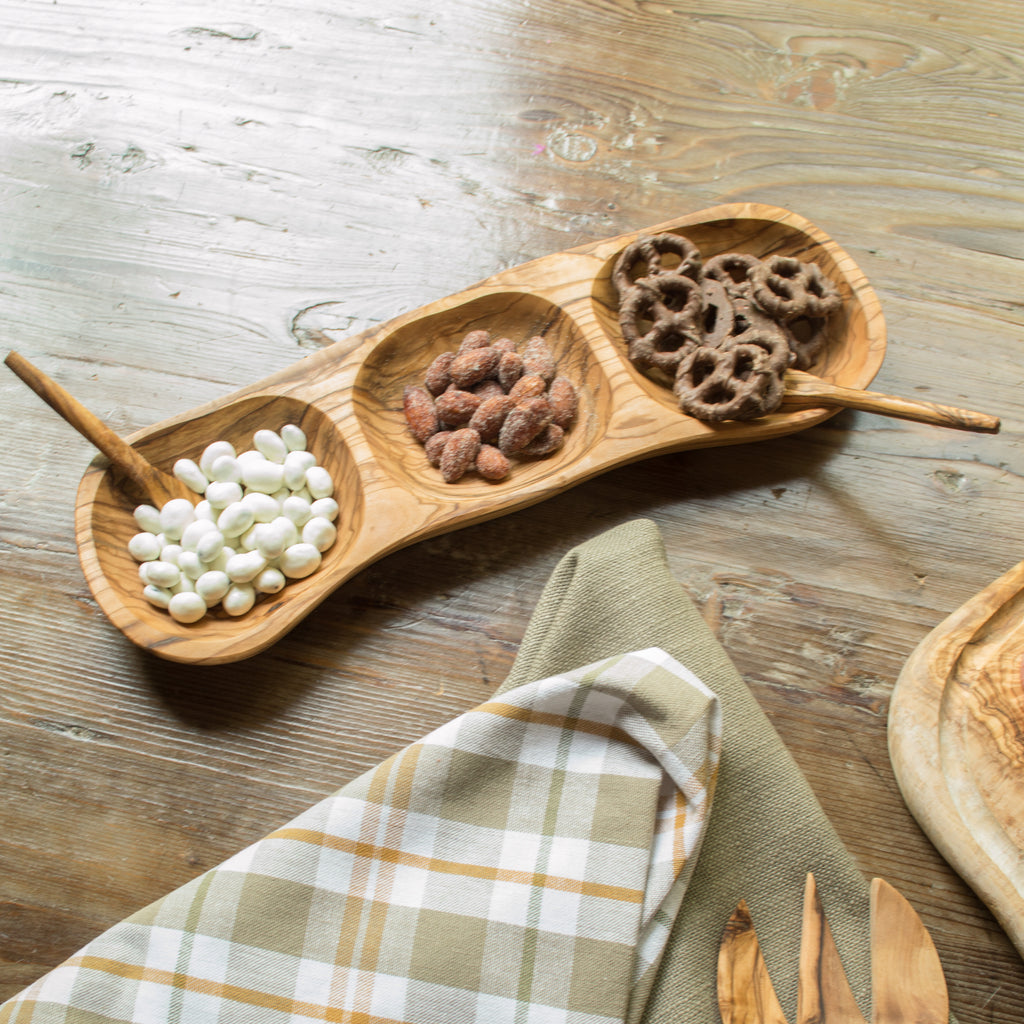 Olive Wood Three Section Tray – CoCo B. Kitchen & Home